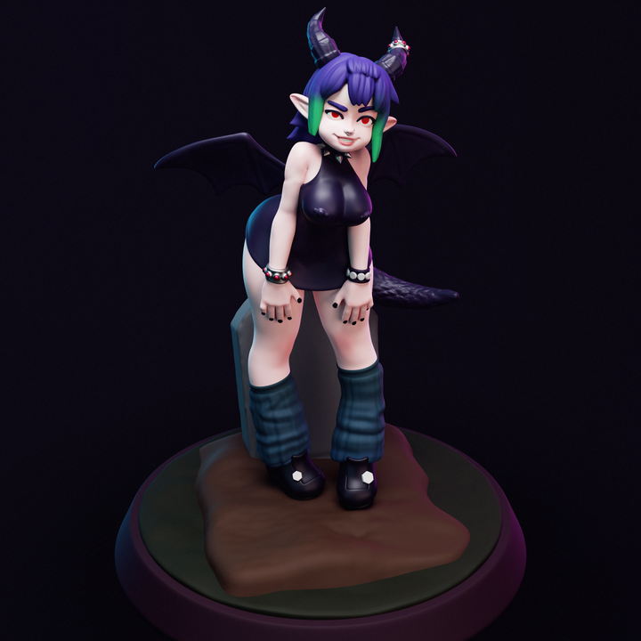 3D Printable Nyx Noctis, Goth Dragon Girl by Lavender Devilry