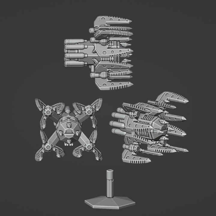 3D Printable Blade Cruiser Spaceship and Flight Base by Michael Crossman