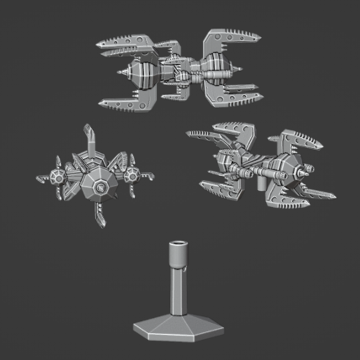 3D Printable Blade Destroyer Ship and Flight Base by Michael Crossman