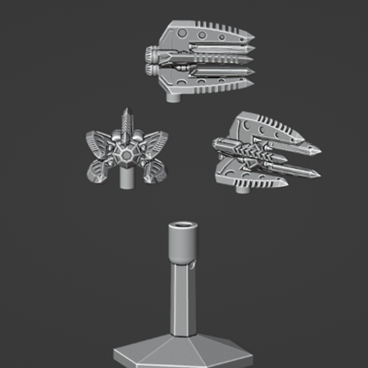 3D Printable Blade Gunship Spaceship and Flightbase by Michael Crossman
