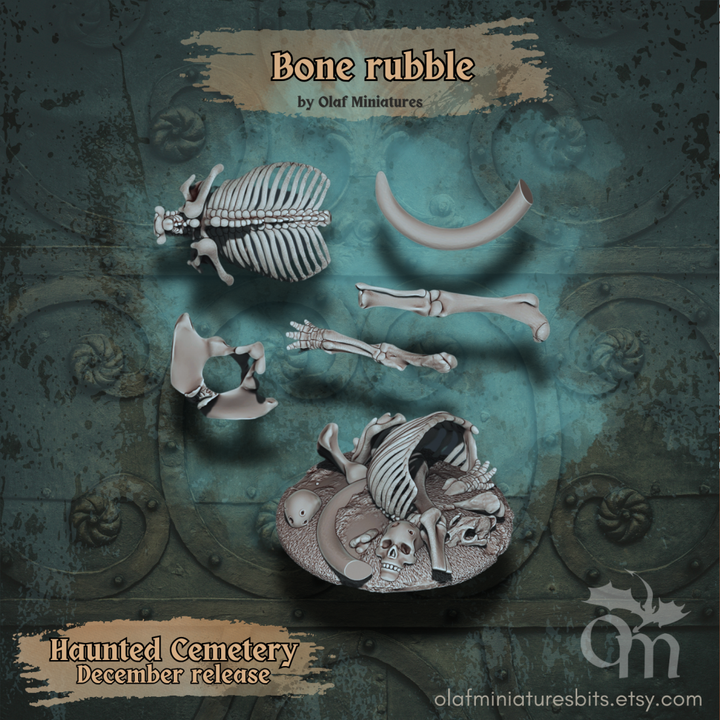 3D Printable Animal Bone Rubble by Olaf Miniatures Bits