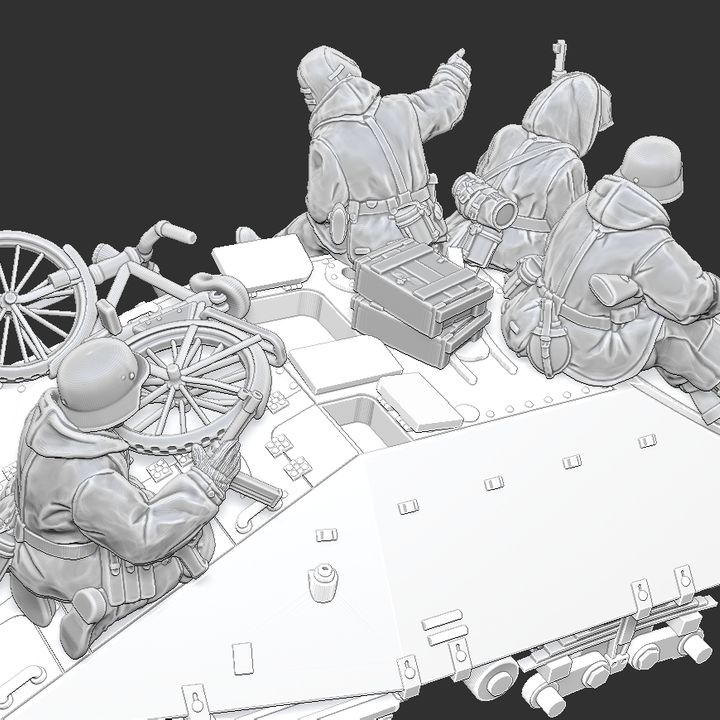 3D Printable Late War German tankriders, 28mm by Propylene Foliescu
