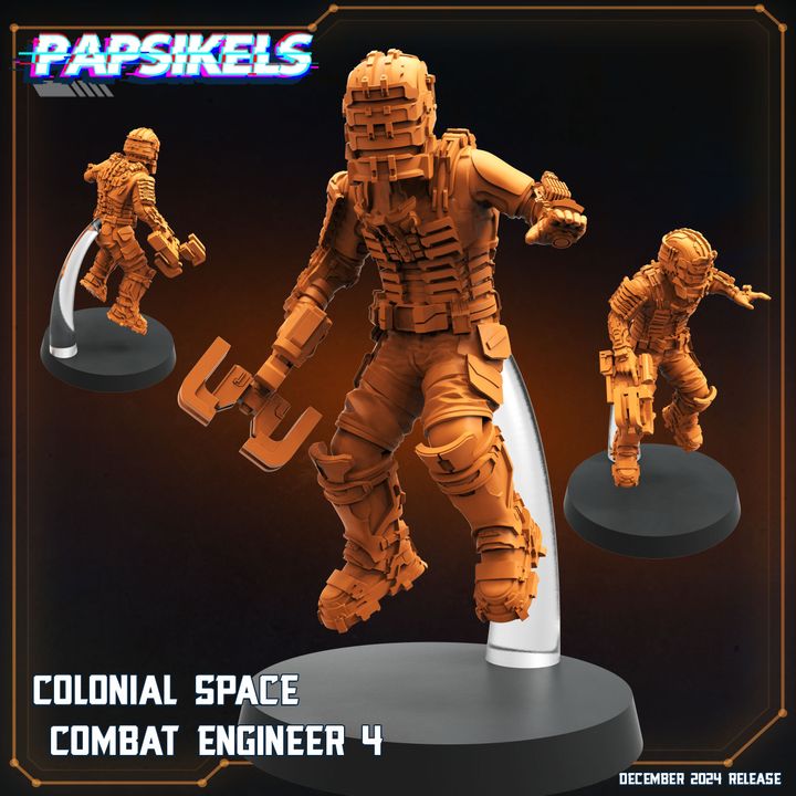 3D Printable COLONIAL SPACE COMBAT ENGINEER SET 1 by PAPSIKELS MINIATURES