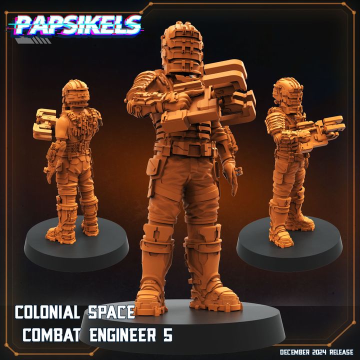 3D Printable COLONIAL SPACE COMBAT ENGINEER SET 1 by PAPSIKELS MINIATURES