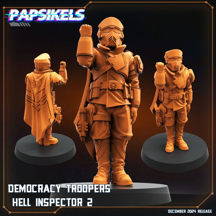 3D Printable DEMOCRACY TROOPER HELL INSPECTORS by PAPSIKELS MINIATURES
