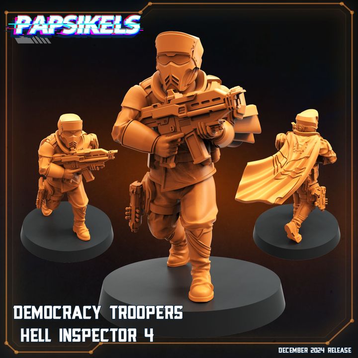 3D Printable DEMOCRACY TROOPER HELL INSPECTORS by PAPSIKELS MINIATURES