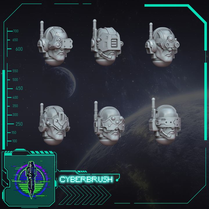 3D Printable Cyber-recon Head set 1 by Cyberbrush