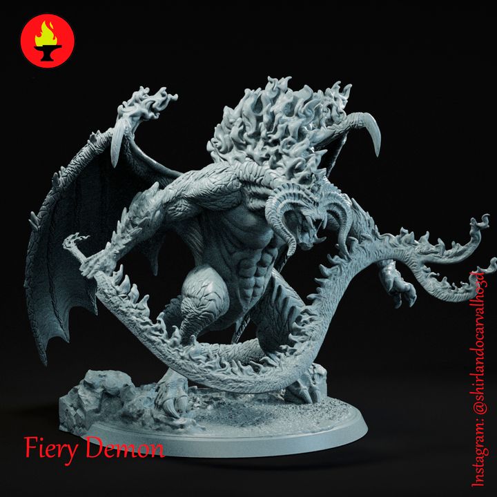 3D Printable Fiery Demon by Evil Forge