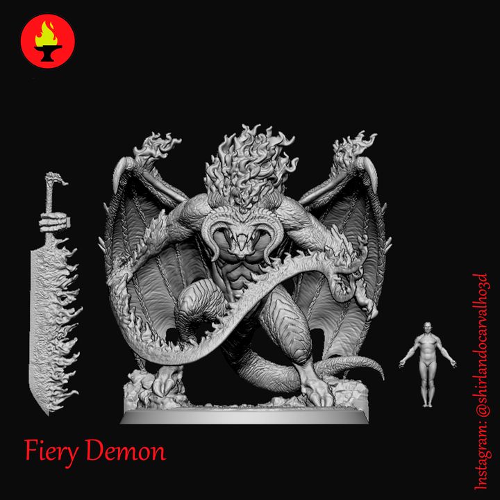 3D Printable Fiery Demon by Evil Forge