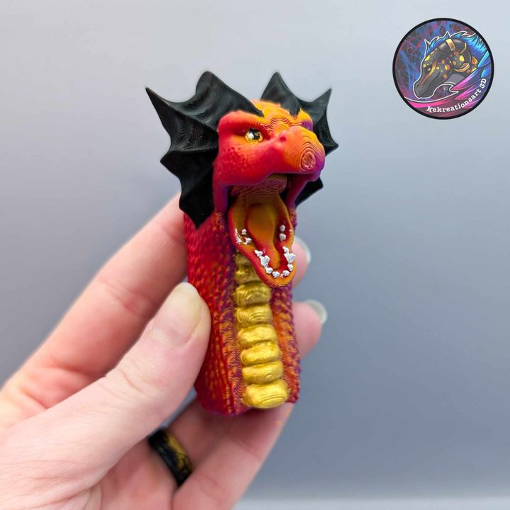 3D Printable Dragon Mini Finger Puppet + Keychain by Kirsten M
