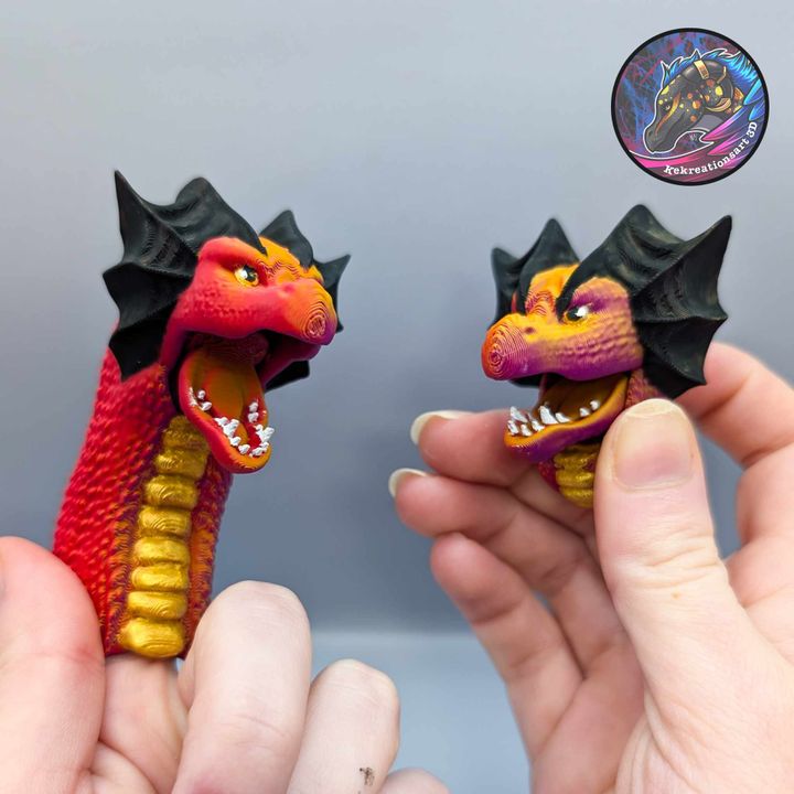 3D Printable Dragon Mini Finger Puppet + Keychain by Kirsten M