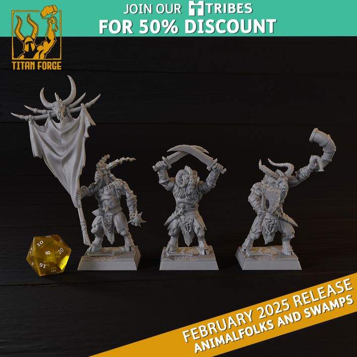 3D Printable Goatman Light Warriors - Animalfolks and Swamps - Titan ...