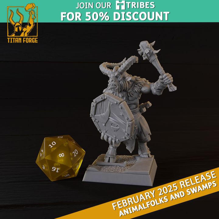 3D Printable Goatman Light Warriors - Animalfolks and Swamps - Titan ...