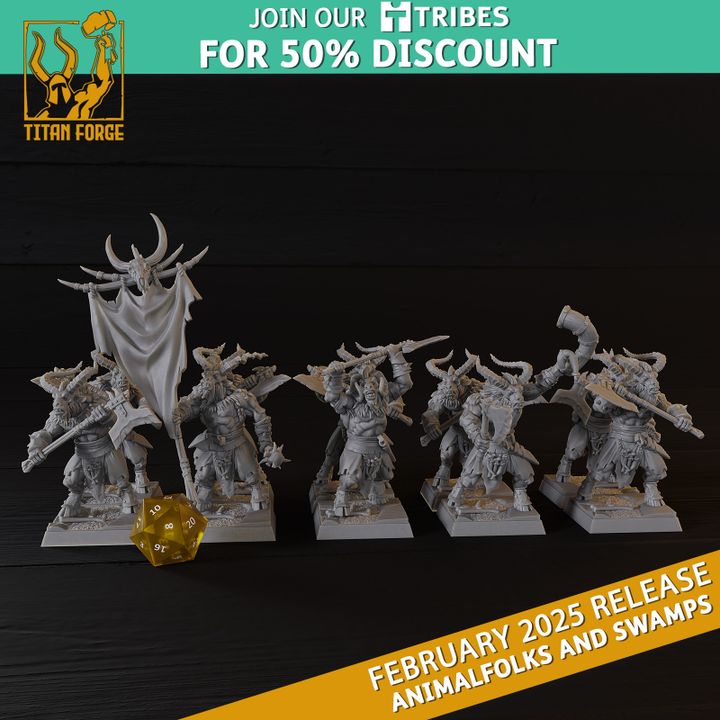 3D Printable Goatman Light Warriors with Great Weapons - Animalfolks ...