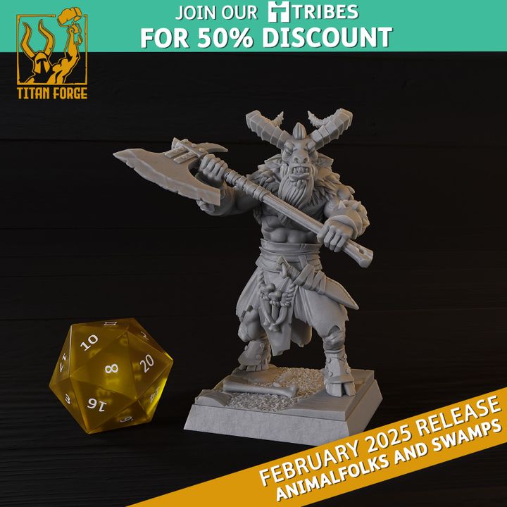 3D Printable Goatman Light Warriors with Great Weapons - Animalfolks ...
