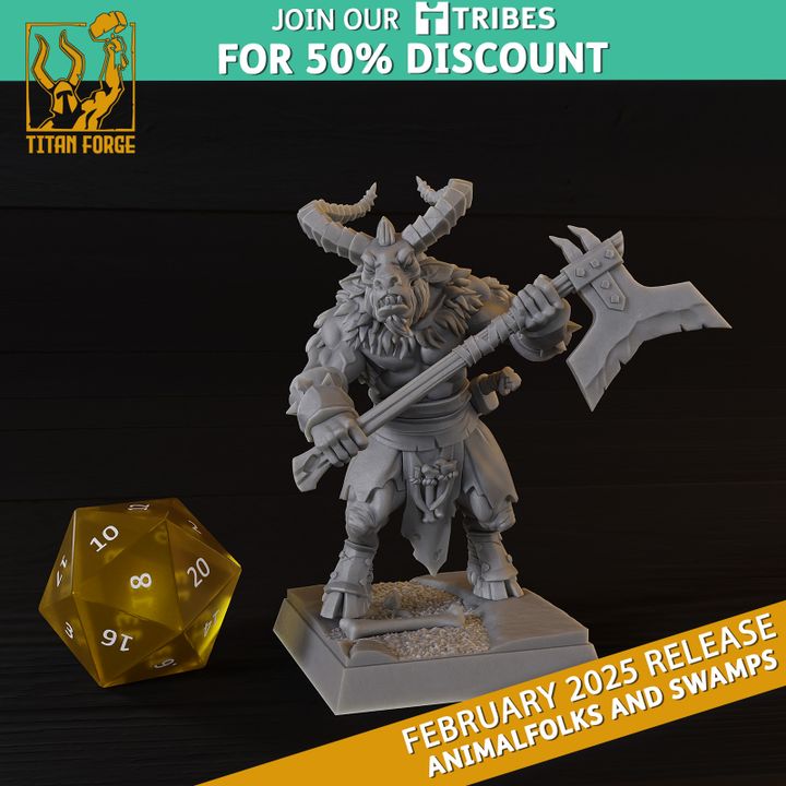 3D Printable Goatman Light Warriors with Great Weapons - Animalfolks ...
