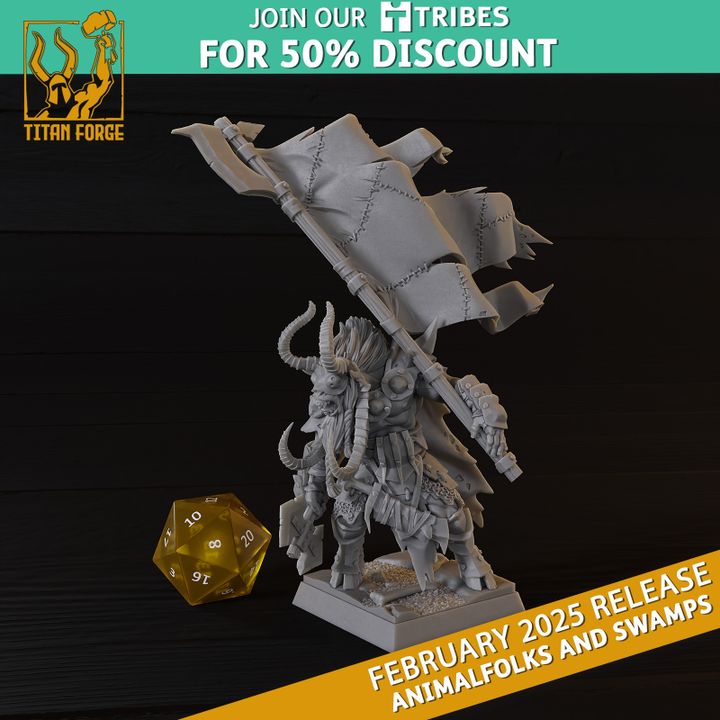 3D Printable Goatman Champion - Animalfolks and Swamps - Titan Forge ...