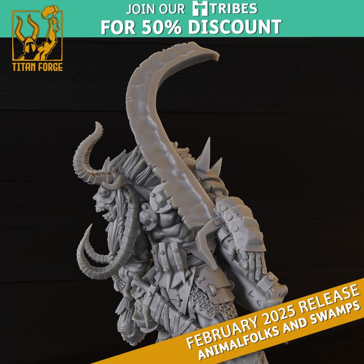 3D Printable Goatman Champion - Animalfolks and Swamps - Titan Forge ...