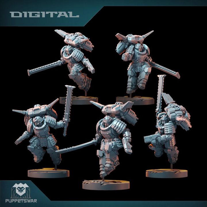 3D Printable Prime Jaegers [Bushi] by Puppetswar Miniatures