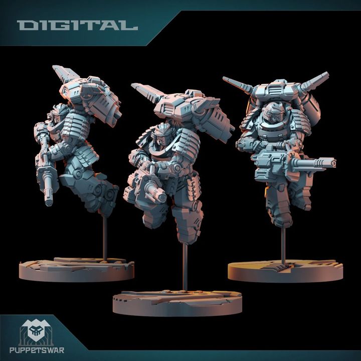 3D Printable Prime Jaegers [Bushi] by Puppetswar Miniatures