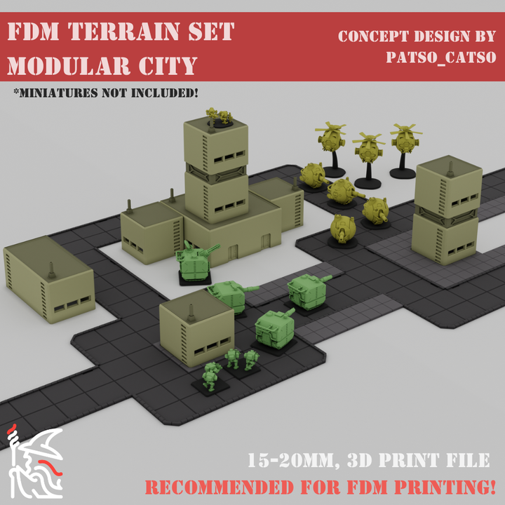 3D Printable [the Block War] FDM Terrain City Set by Filamentio
