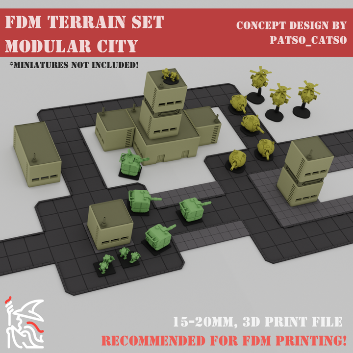 3D Printable [the Block War] FDM Terrain City Set by Filamentio