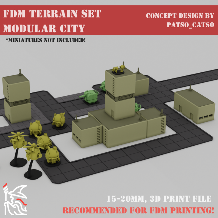 3D Printable [the Block War] FDM Terrain City Set by Filamentio