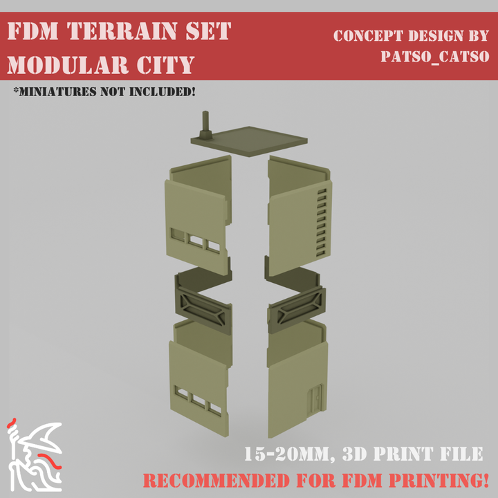 3D Printable [the Block War] FDM Terrain City Set by Filamentio