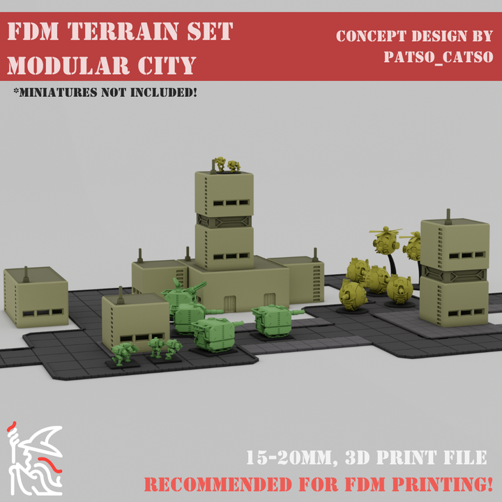 3D Printable [the Block War] FDM Terrain City Set by Filamentio