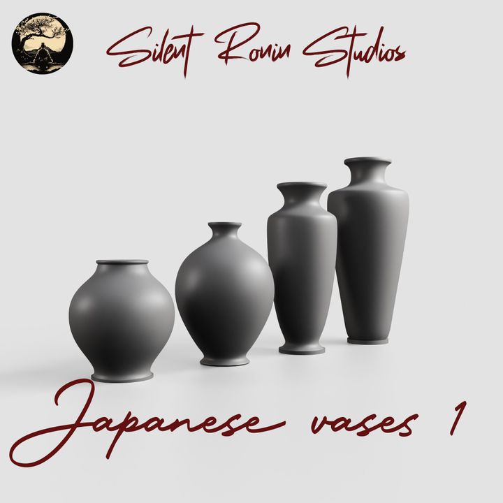 3D Printable Japanese vases 1 [Support-free] by Silent Ronin Studios
