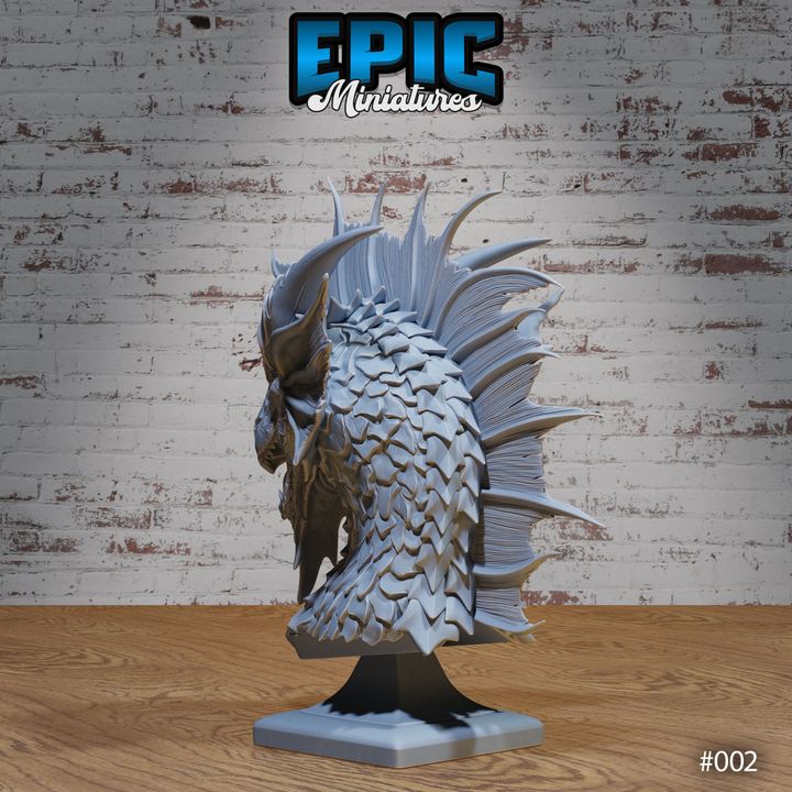 3D Printable Silver Dragon Bust / Drake Decoration / Collectible ...