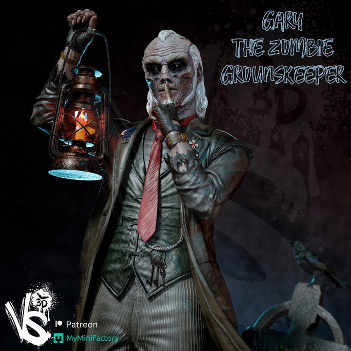 3D Printable Gary The Zombie Groundskeeper by VS3D