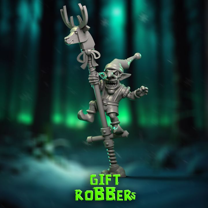 3D Printable Gift Robber Pogo Stick 1 by Punga Miniatures