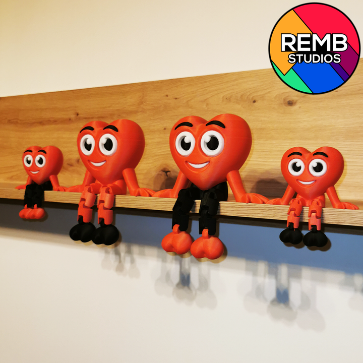 3D Printable Flexi Heart with Hanging Legs | Remb Studios, STL file for ...