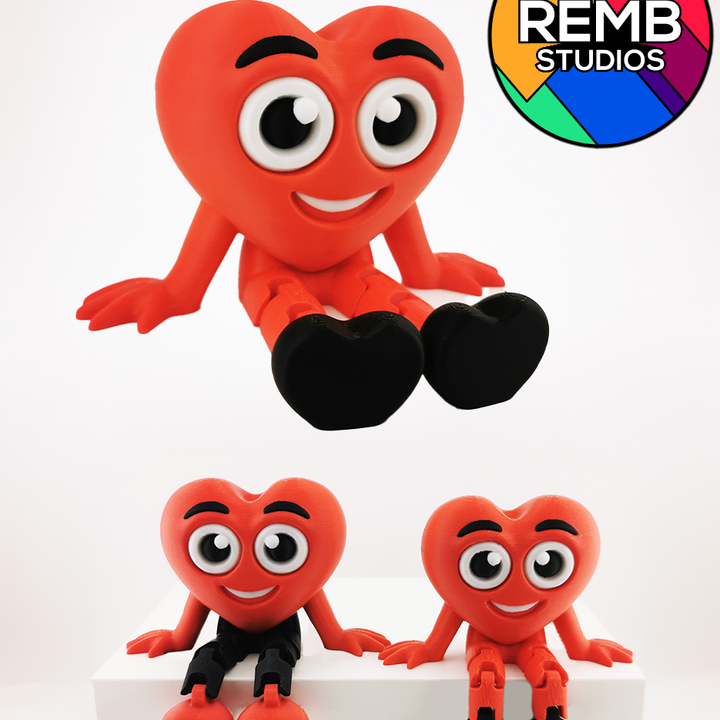 3D Printable Flexi Heart with Hanging Legs | Remb Studios, STL file for ...