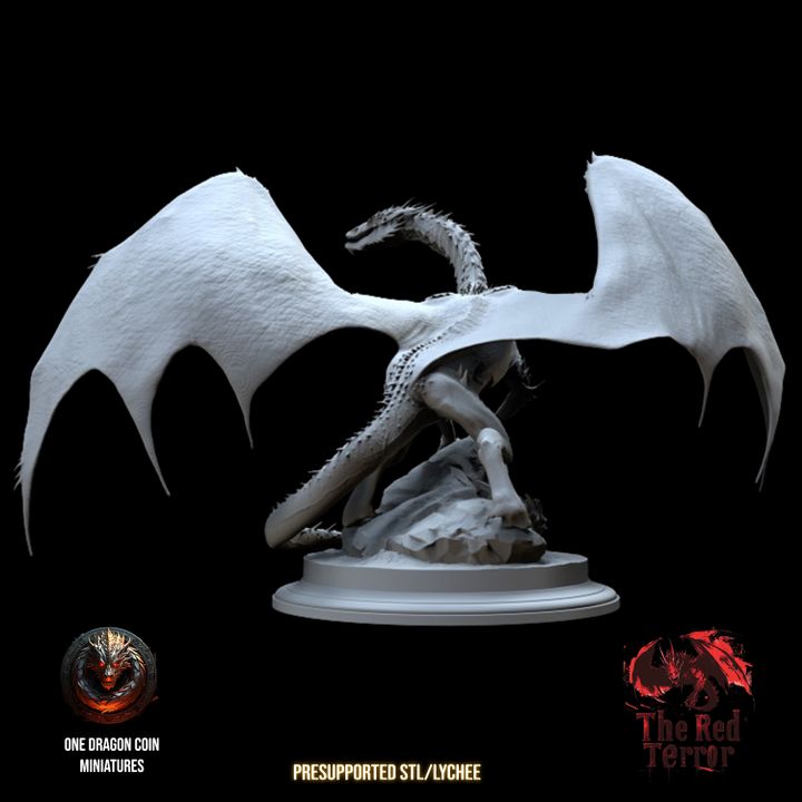 3D Printable Vorondax, the Red Terror Dragon by One Dragon Coin Miniatures
