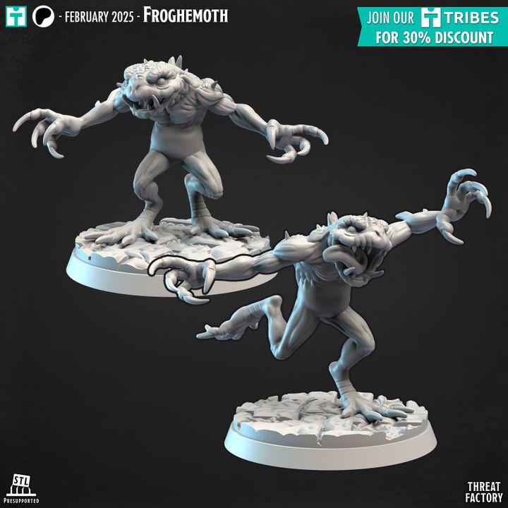 3D Printable Two Red Slaads by Threat Factory