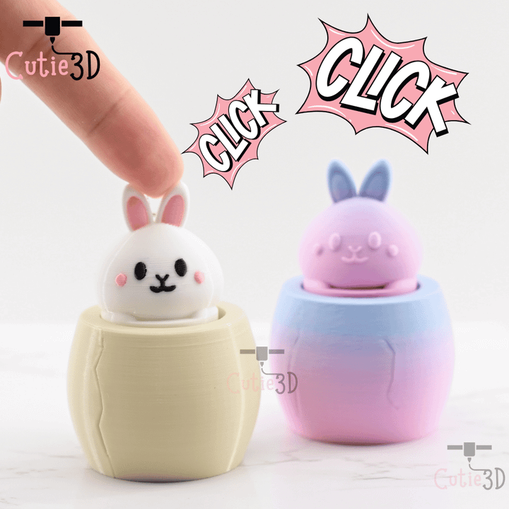 3D Printable Cutie3D Twisty Clicker Easter Bunny In An Egg - Backpack ...