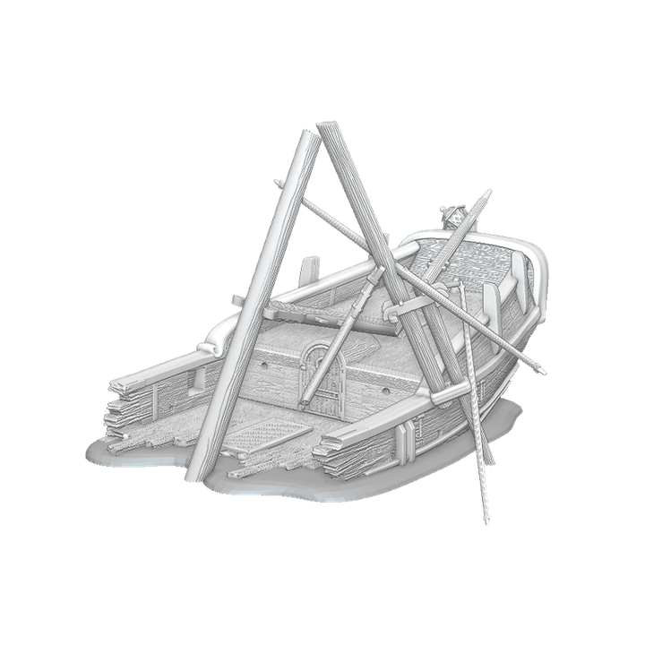 3D Printable Wrecked Sloop Ship by Firelock Games