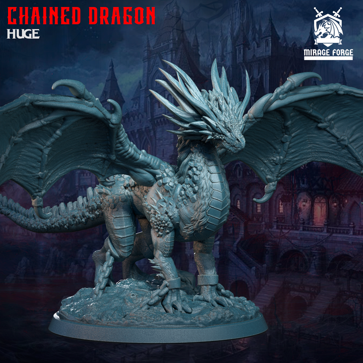 3D Printable Chained dragon by Mirage Forge Miniatures