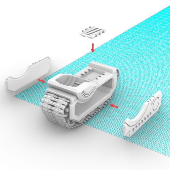 3D Printable Gigante-B Tread Legs and Lower Hull by John Bear Ross