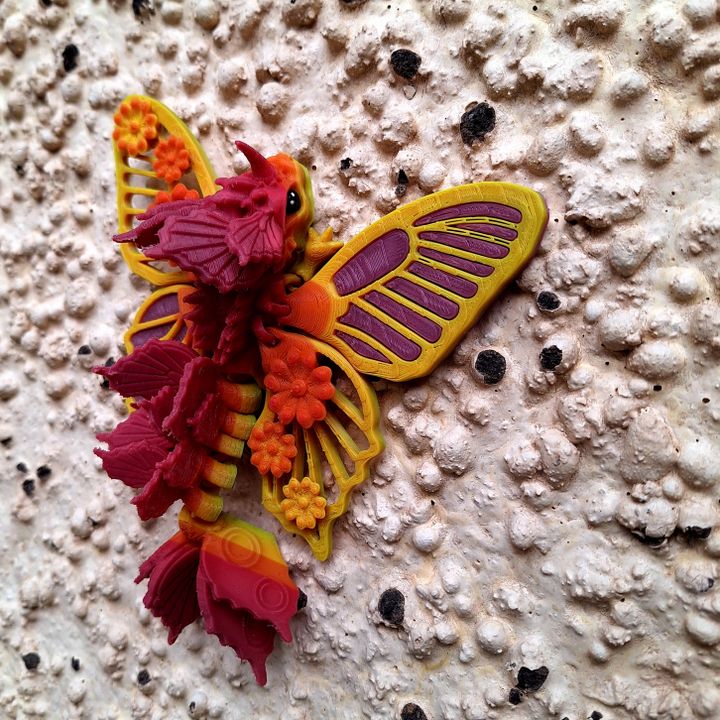 3D Printable Papilio butterfly dragon (flexi, print-in-place (single ...
