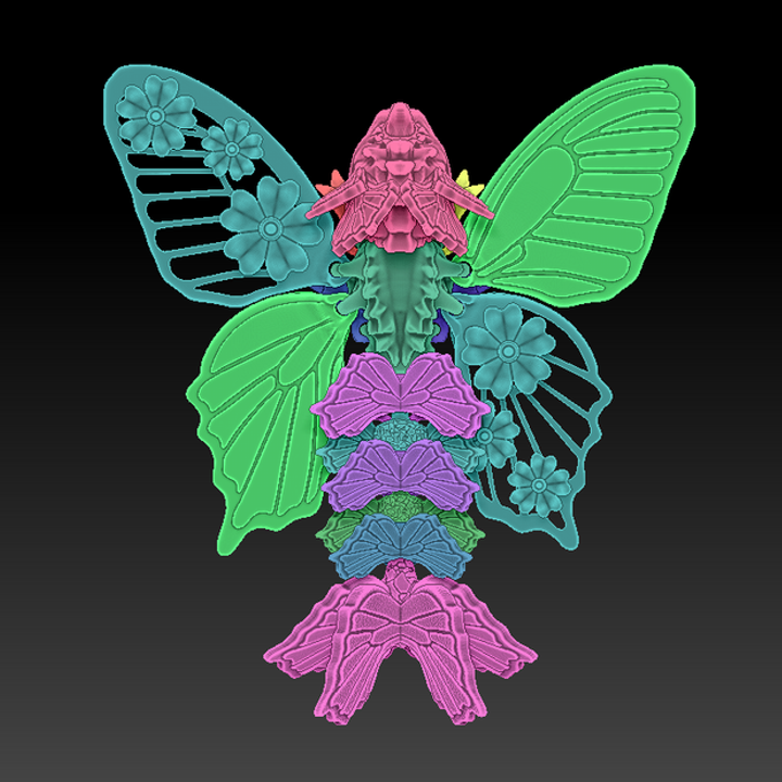 3D Printable Papilio butterfly dragon (flexi, print-in-place (single ...