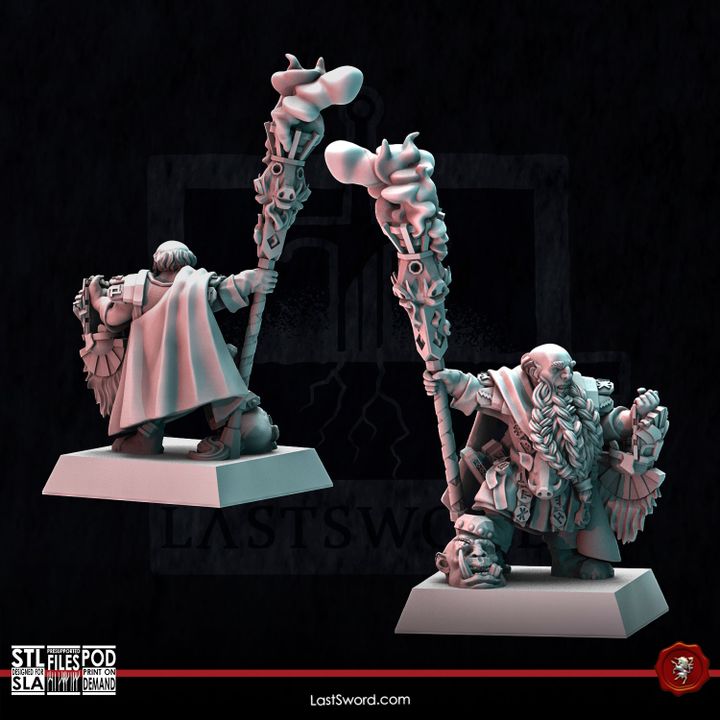 3D Printable Rune Priest on foot by LastSword Miniatures