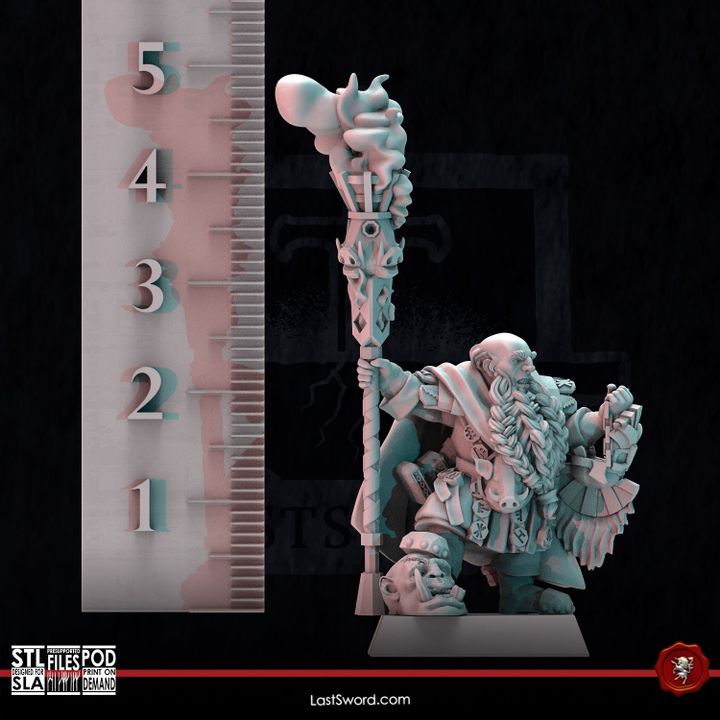 3D Printable Rune Priest on foot by LastSword Miniatures