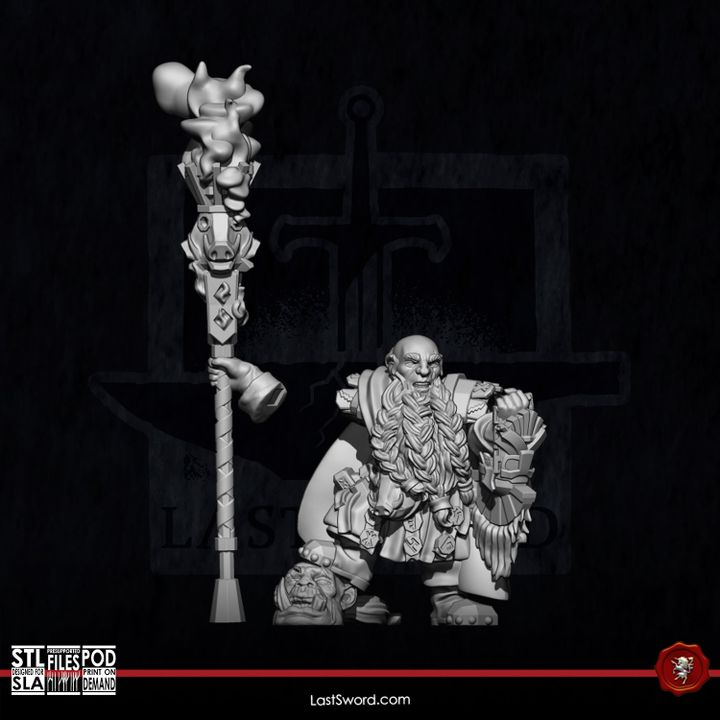 3D Printable Rune Priest on foot by LastSword Miniatures