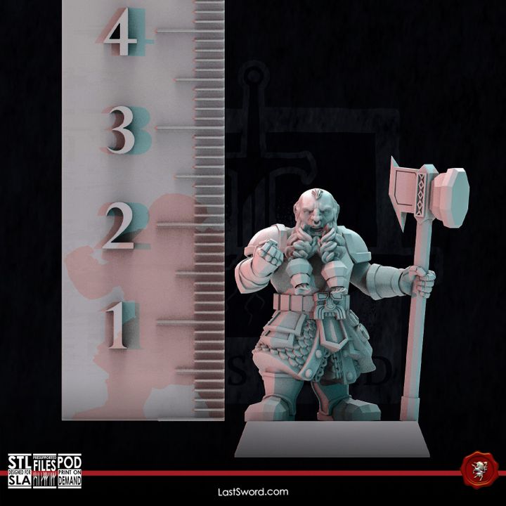 3D Printable Royal Guard with Hammers by LastSword Miniatures