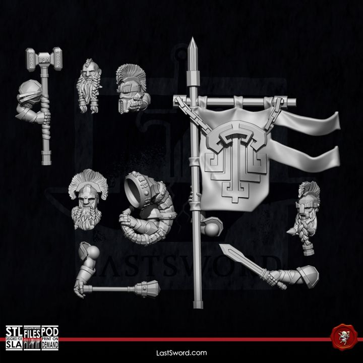 3D Printable Royal Guard with Hammers by LastSword Miniatures