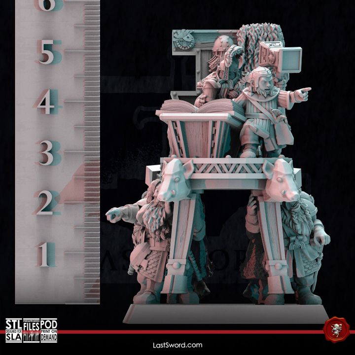 3D Printable Dwarf King on Throne by LastSword Miniatures