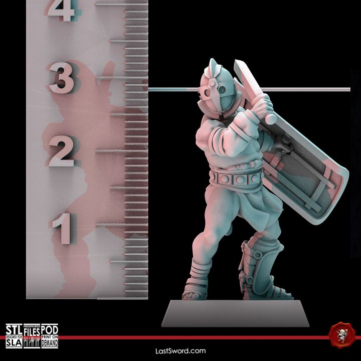 3D Printable Secutor, Gladiator by LastSword Miniatures